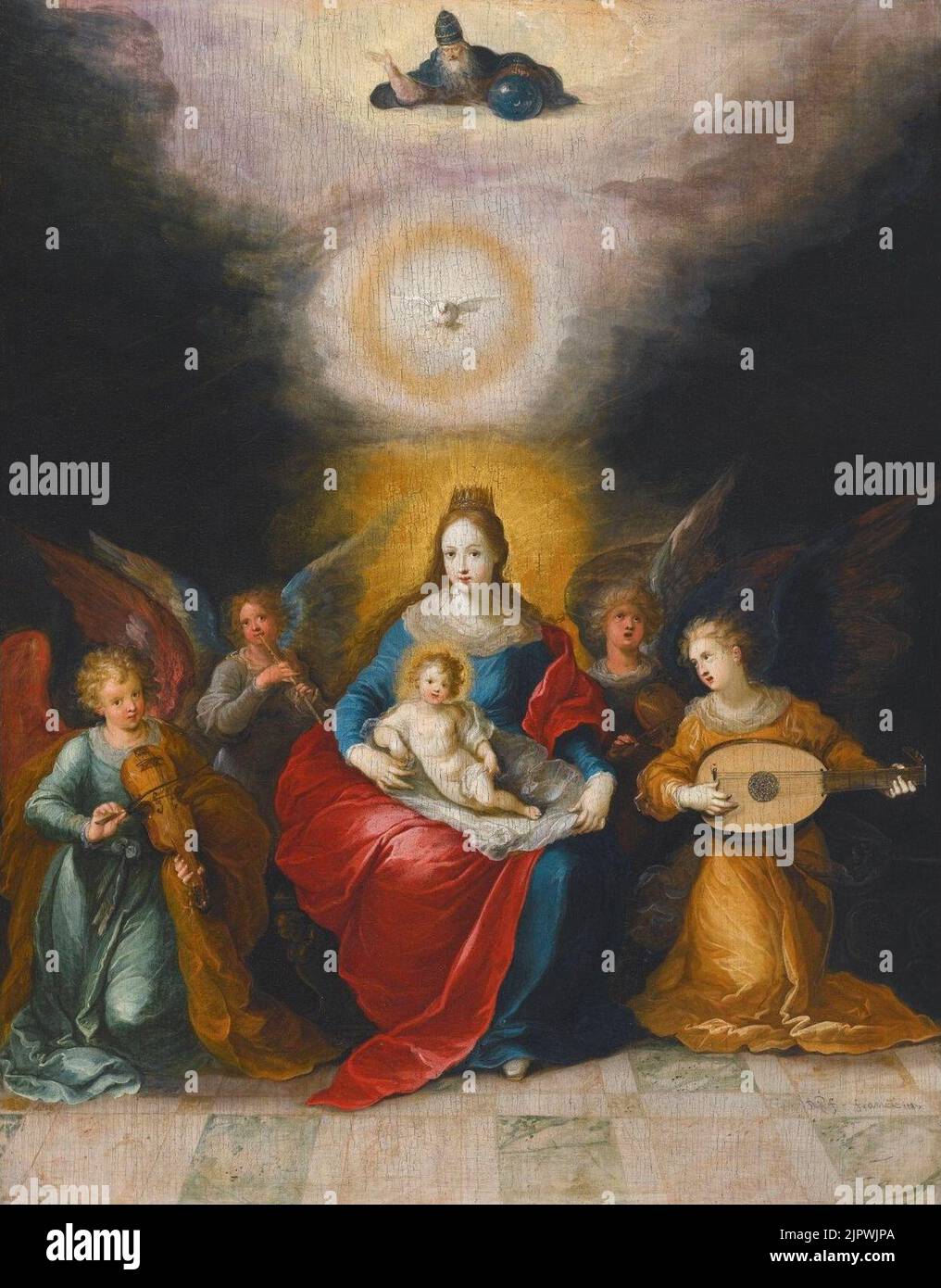 The Virgin and Child Surrounded by Music-Making Angels by Frans ...