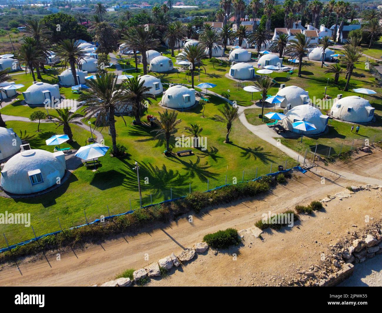 An aerial view of Dor beach resorts by the sea Stock Photo - Alamy