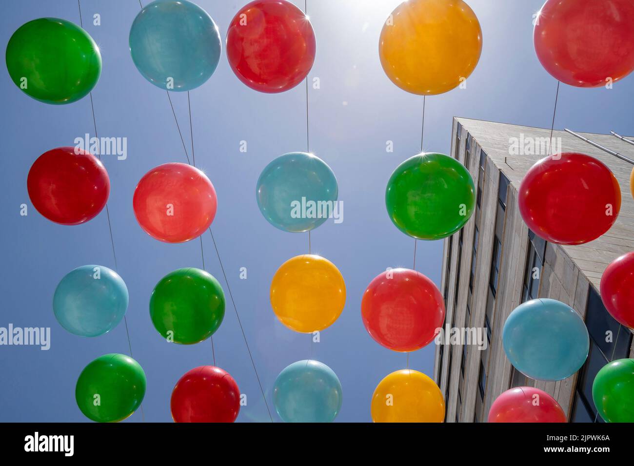 Jerusalem, Israel - June 2nd, 2022: Colorful balloons hanging over a ...