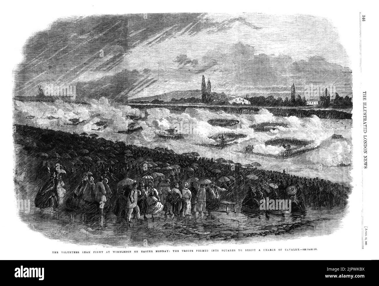 The Volunteer Sham Fight at Wimbledon on Easter Monday, the Troops ...