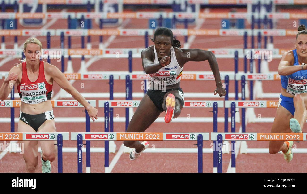 Belgian athlete Anne Zagre in action during the women 100m hurdles, at ...