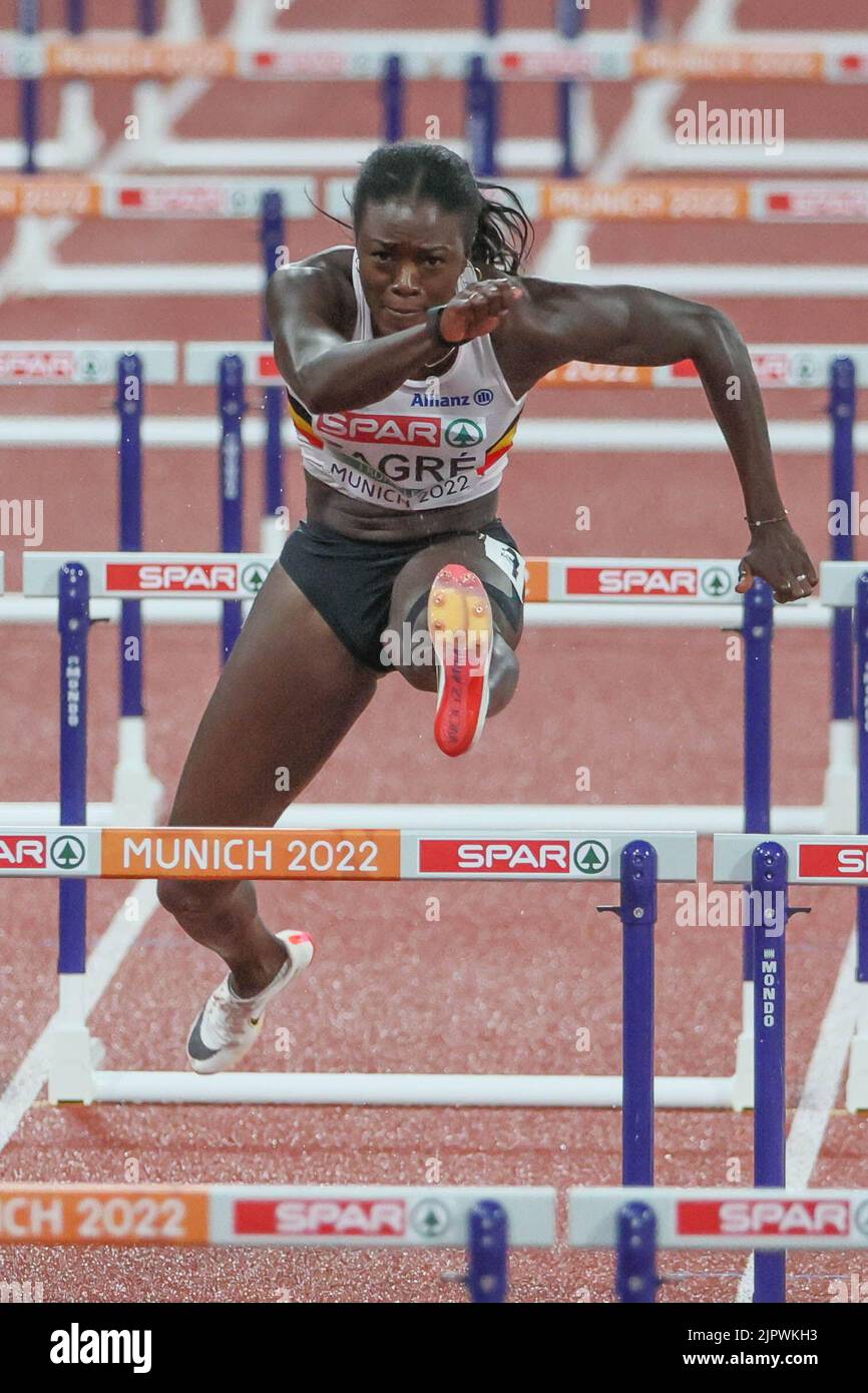 Belgian athlete Anne Zagre in action during the women 100m hurdles, at ...
