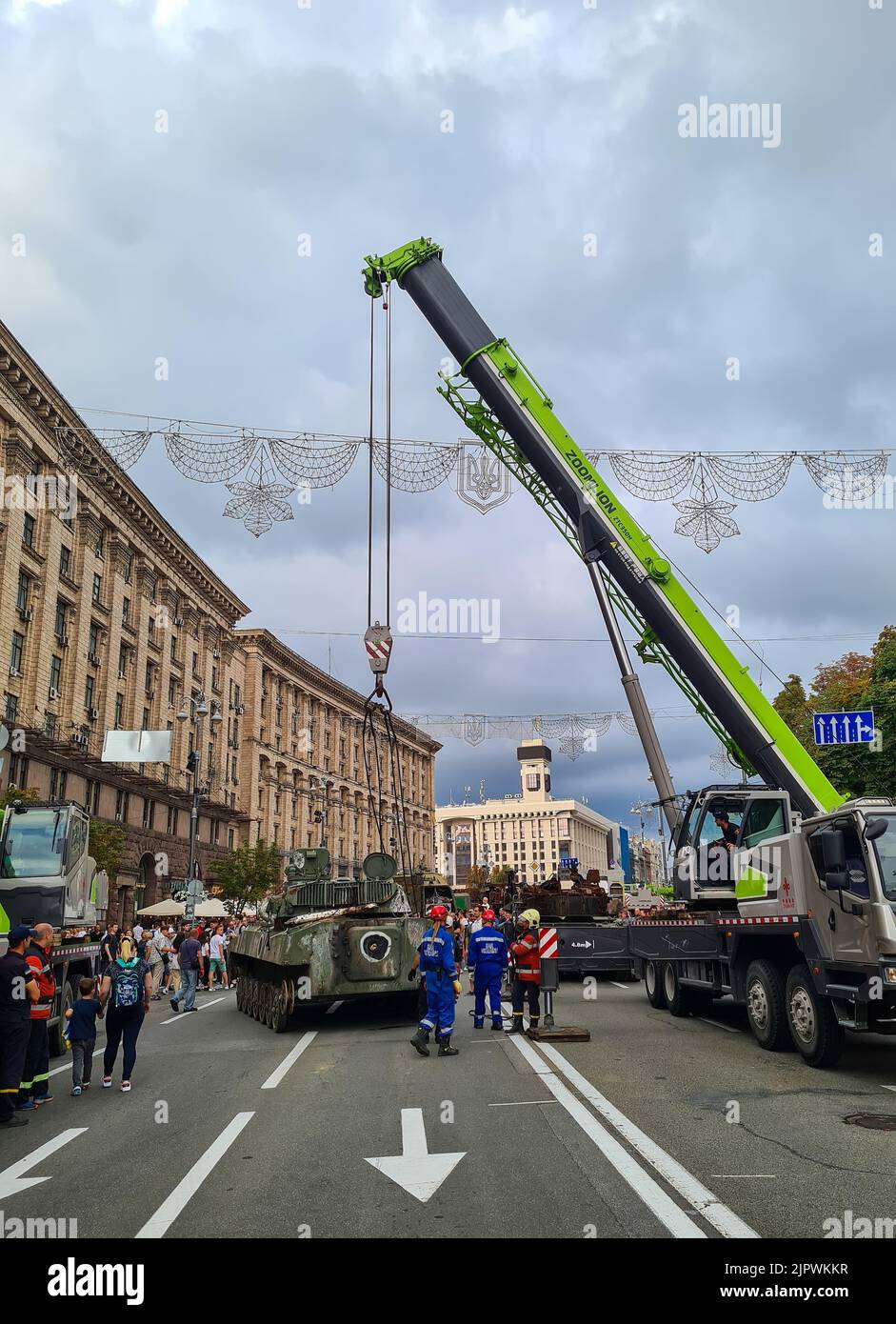 Ukraine, Kyiv, August 2022: Exhibition of Russian military equipment ...