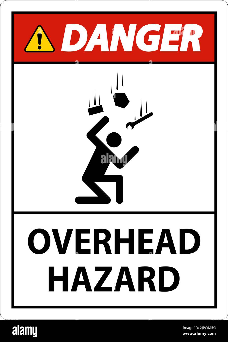 Danger Overhead Hazard Sign On White Background Stock Vector Image ...