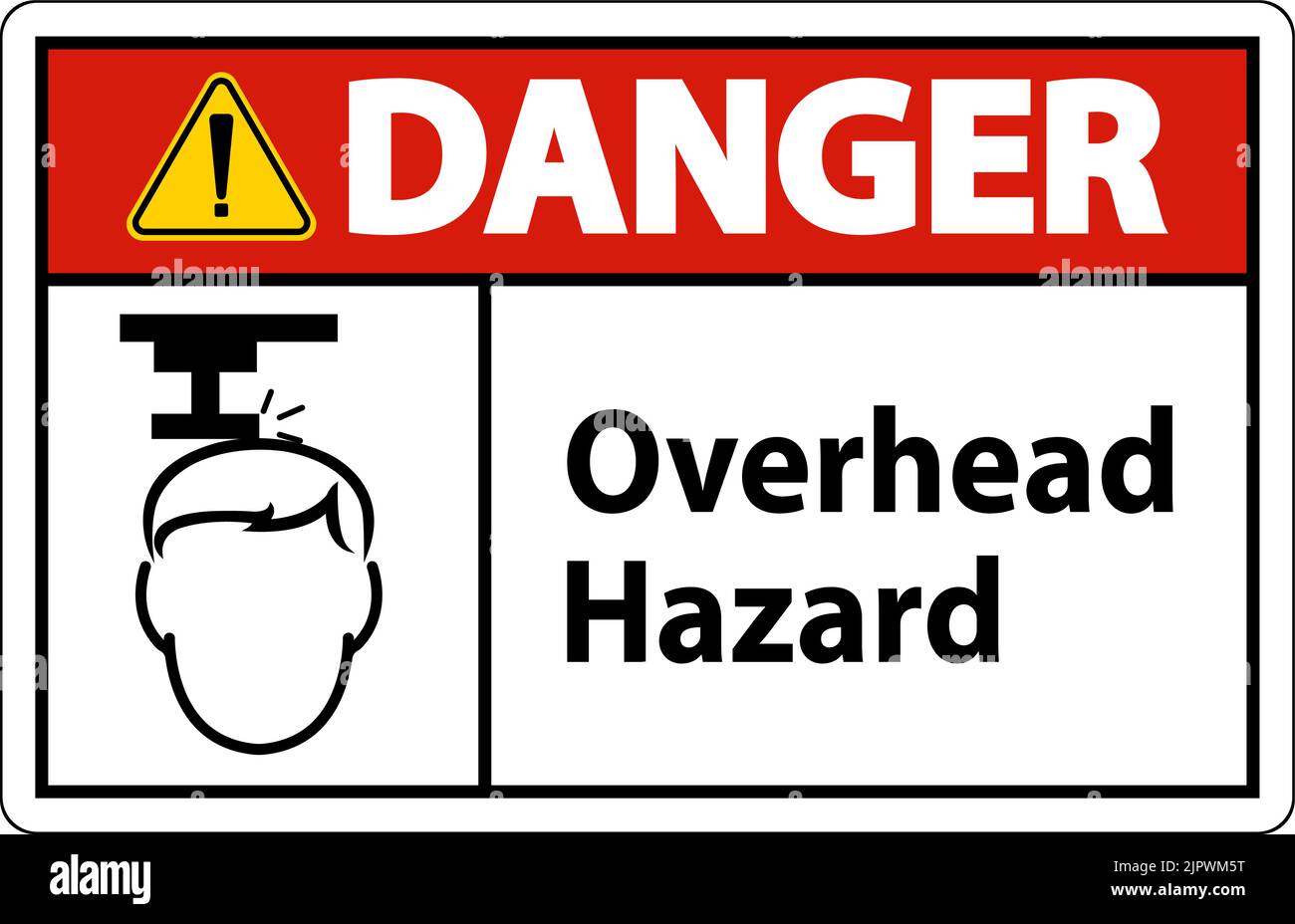 Danger Overhead Hazard Sign On White Background Stock Vector Image ...