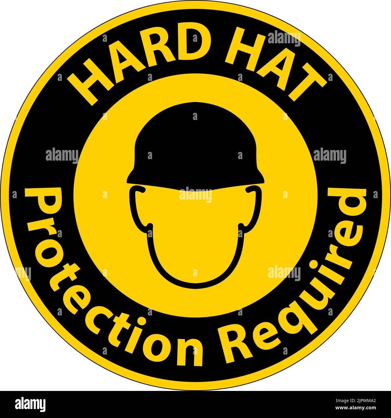 Caution Hard Hat Protection Required Sign On White Background Stock ...