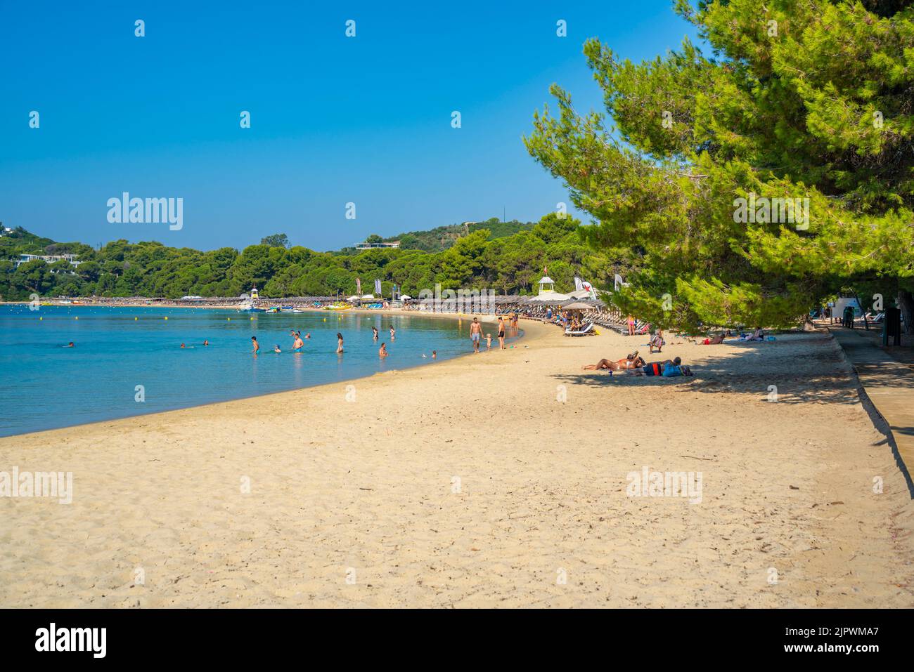 View of Koukounaries Beach, Skiathos Town, Skiathos Island, Sporades ...