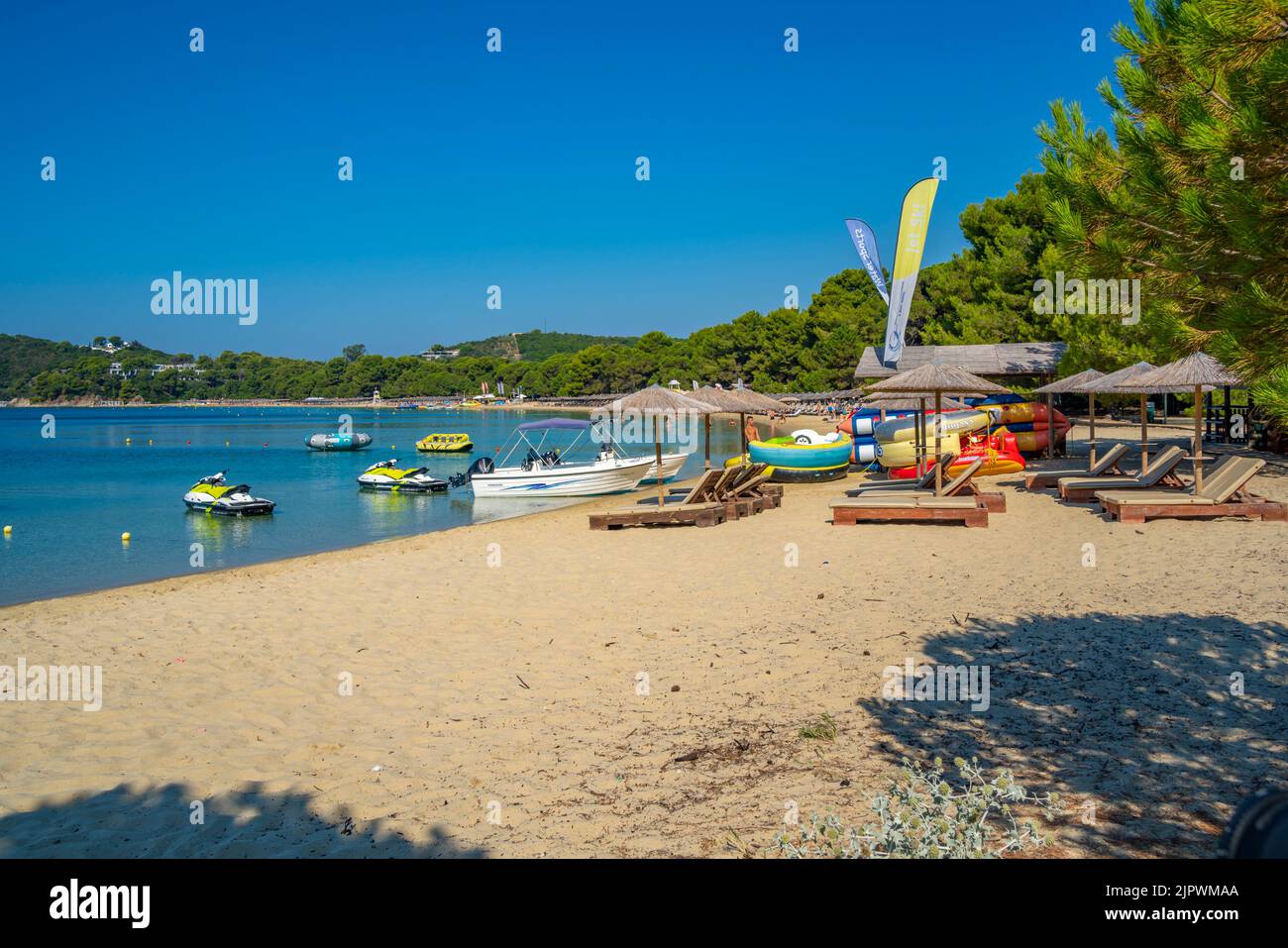 View of Koukounaries Beach, Skiathos Town, Skiathos Island, Sporades ...
