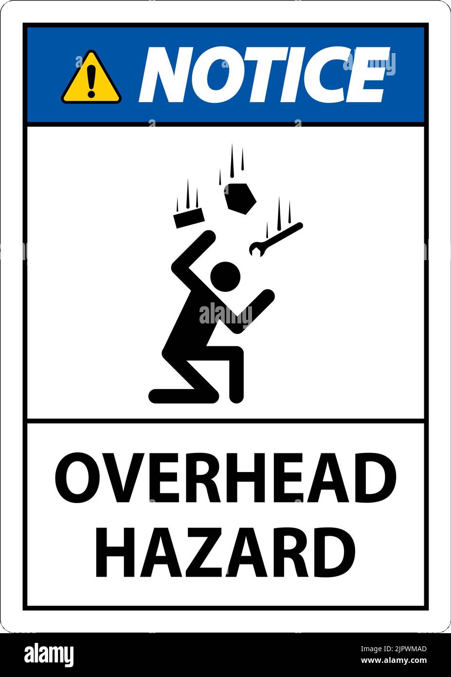 Notice Overhead Hazard Sign On White Background Stock Vector Image ...