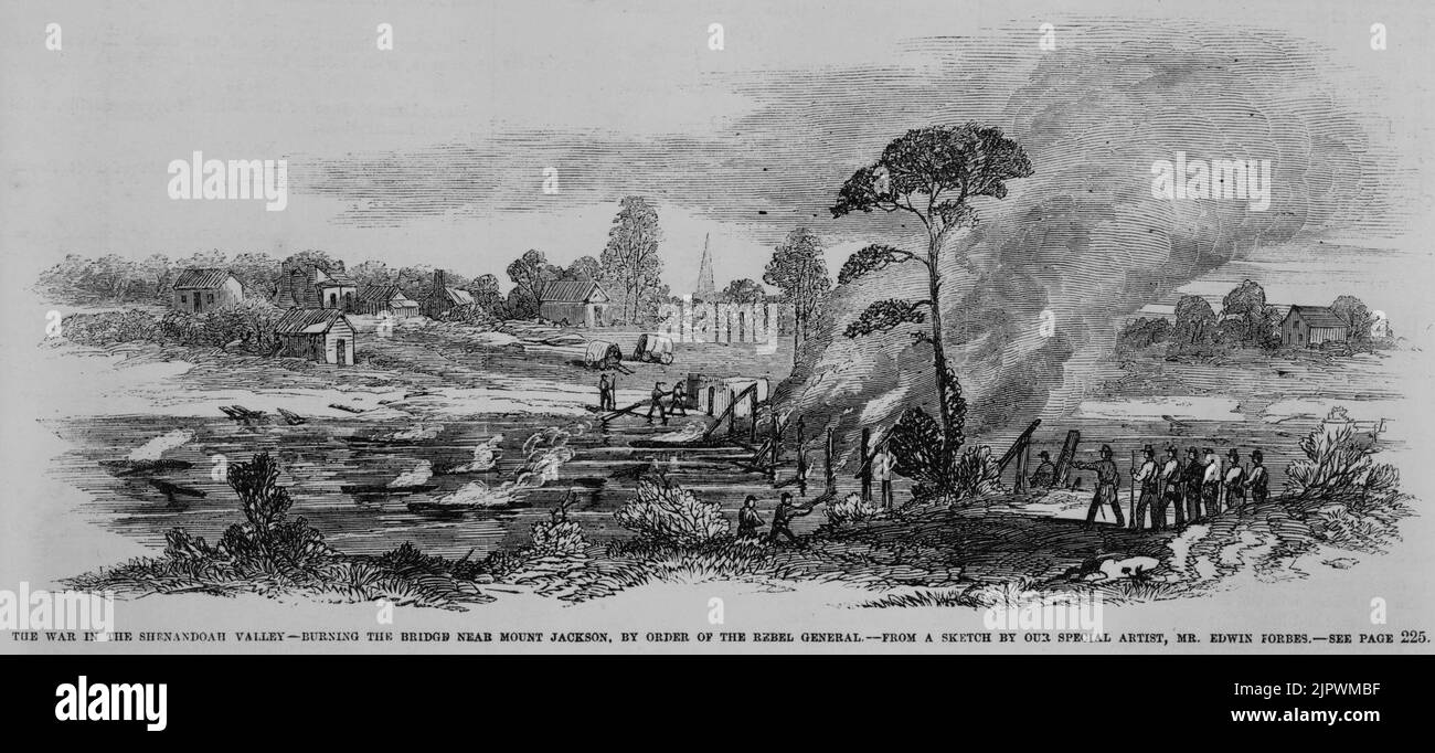 The war in the Shenandoah Valley - burning the bridge near Mount ...