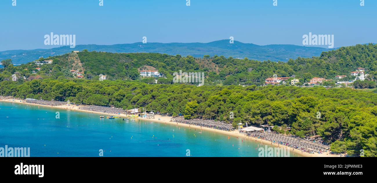 Aerial view of Koukounaries Beach, Skiathos Town, Skiathos Island ...