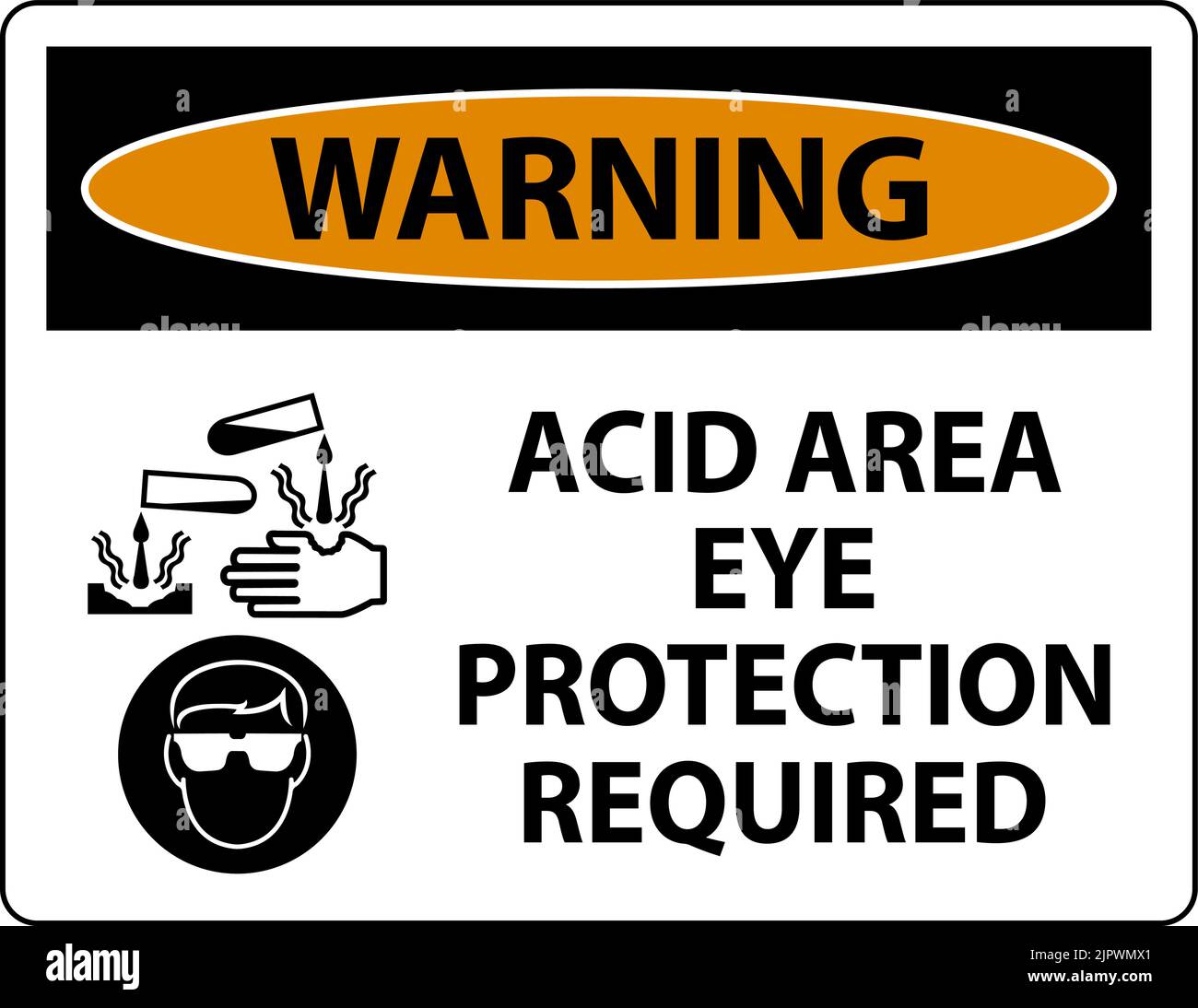 Warning Acid Area Eye Protection Required Sign With Sign Stock Vector ...