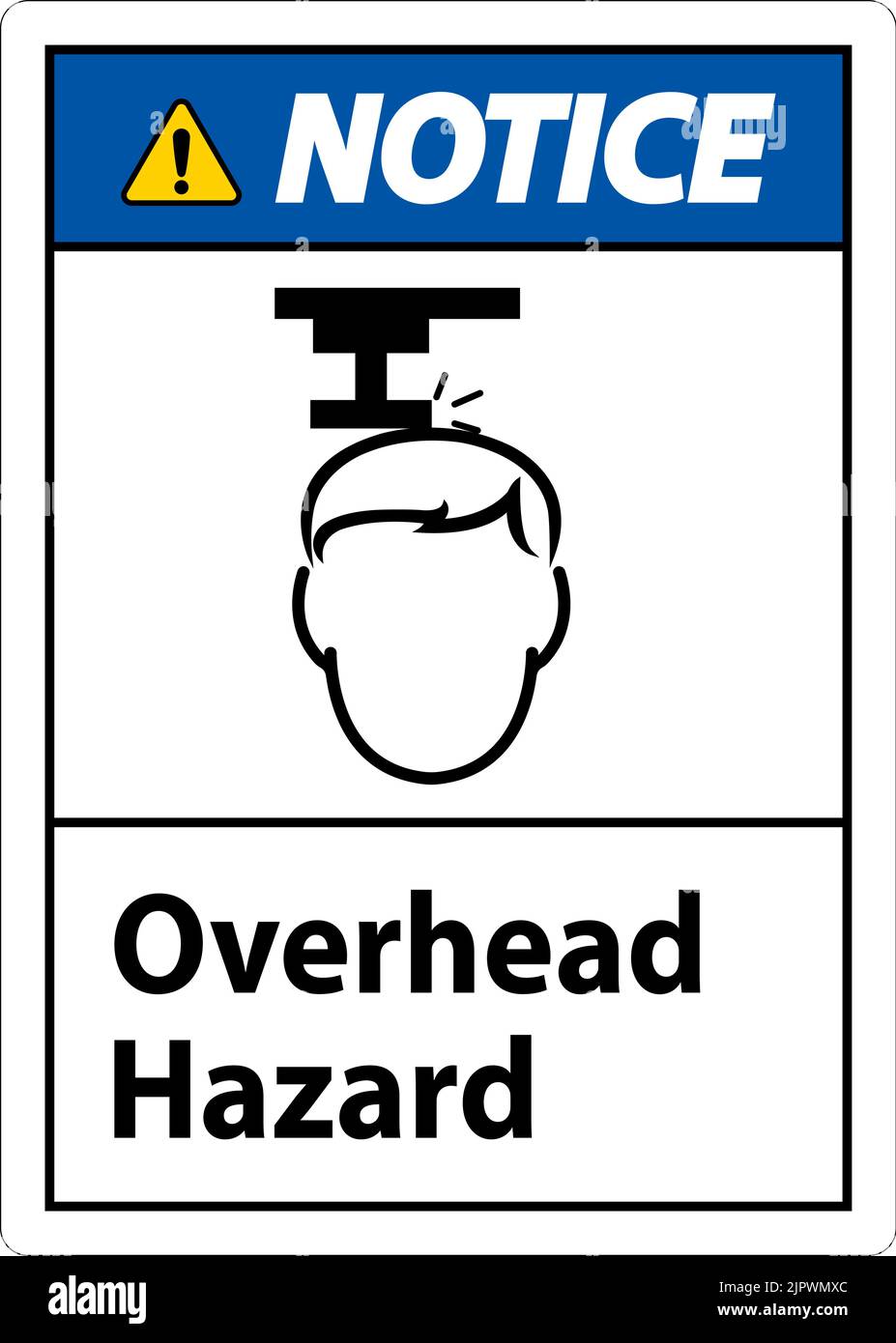 Notice Overhead Hazard Sign On White Background Stock Vector Image ...