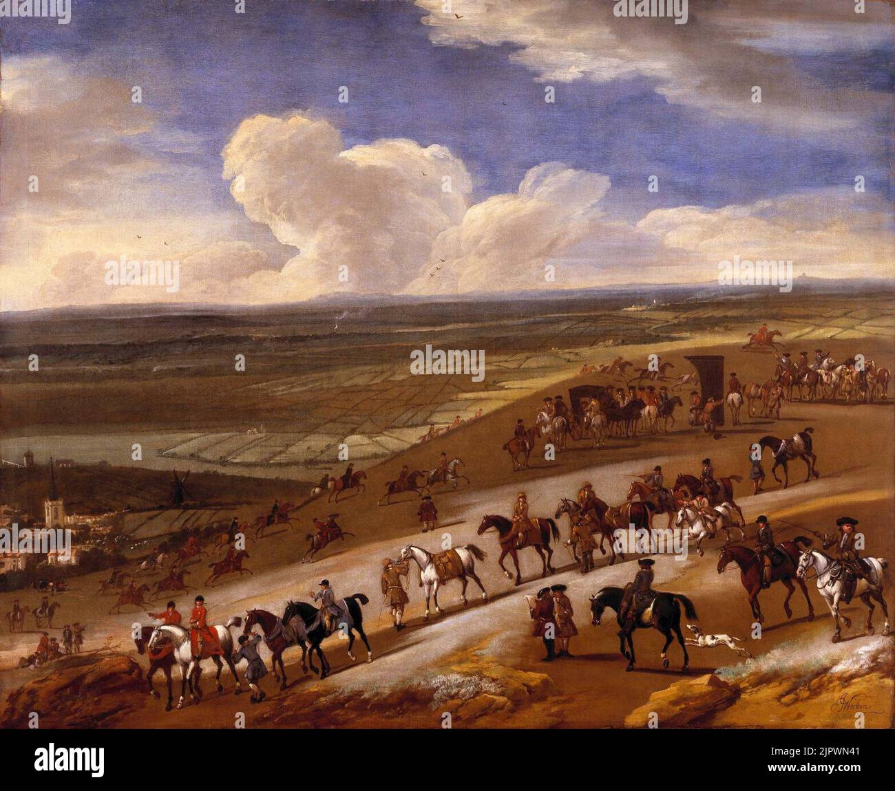 The Warren Hill at Newmarket by John Wootton Stock Photo - Alamy