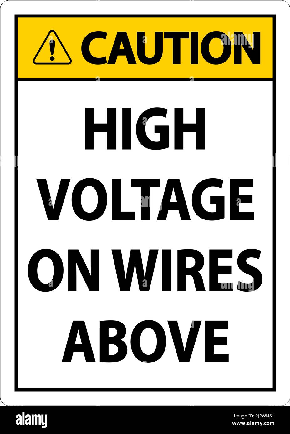 Caution High Voltage On Wires Above Sign On White Background Stock ...