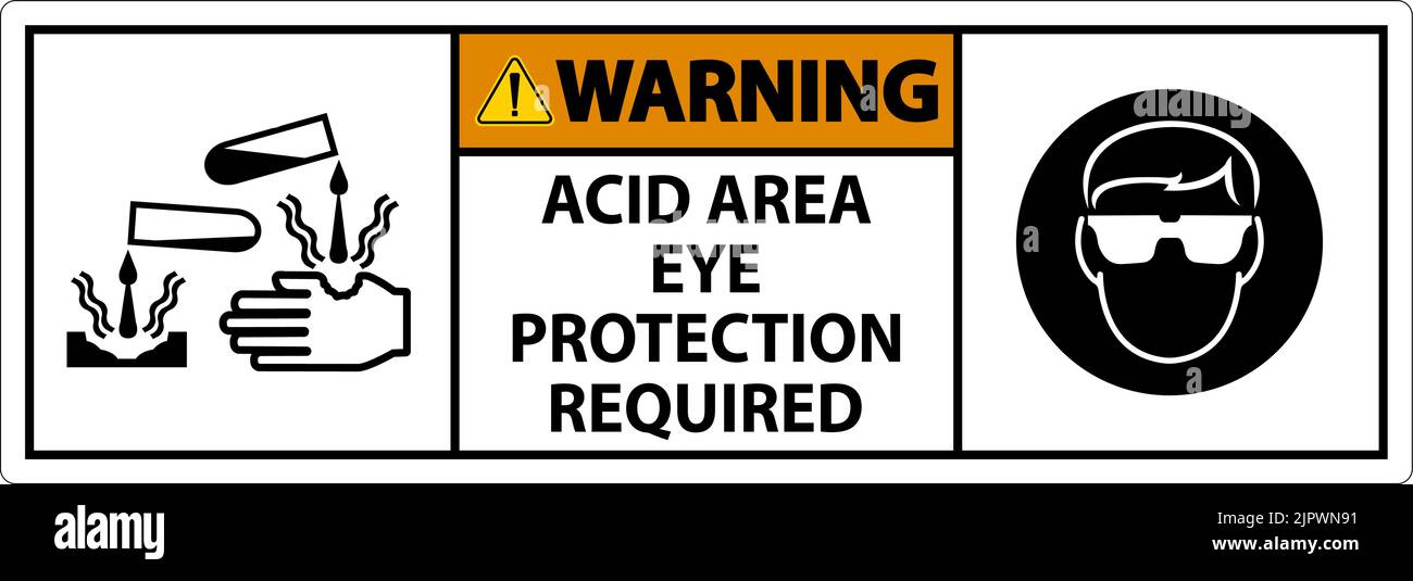 Warning Acid Area Eye Protection Required Sign With Sign Stock Vector ...