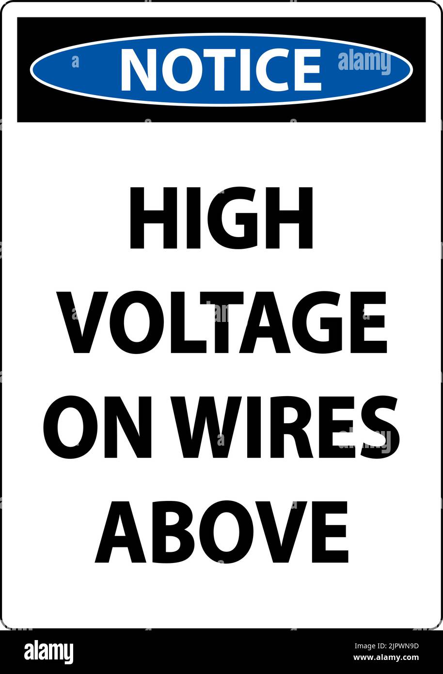 Notice High Voltage On Wires Above Sign On White Background Stock ...