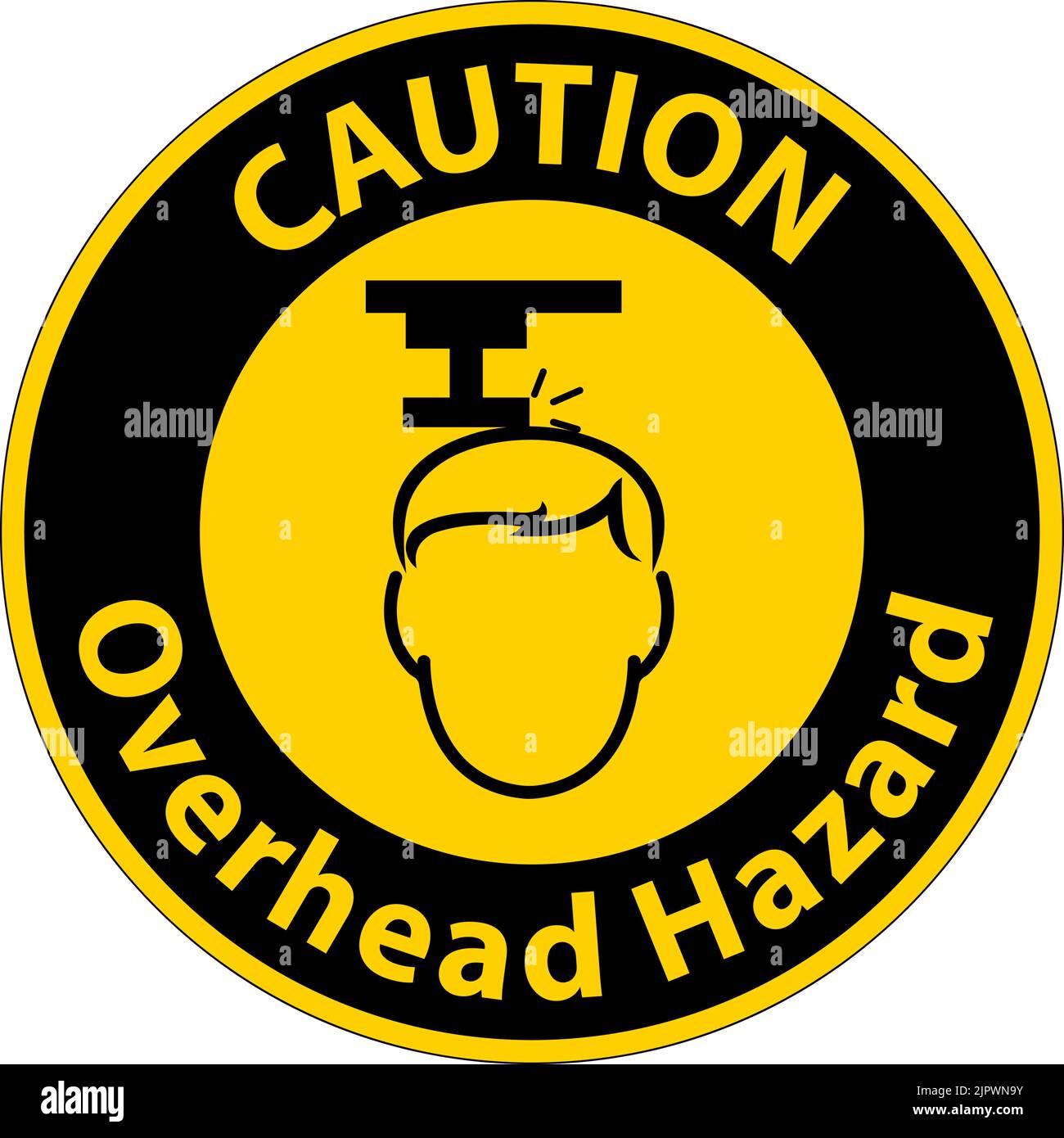 Caution Overhead Hazard Sign On White Background Stock Vector Image ...