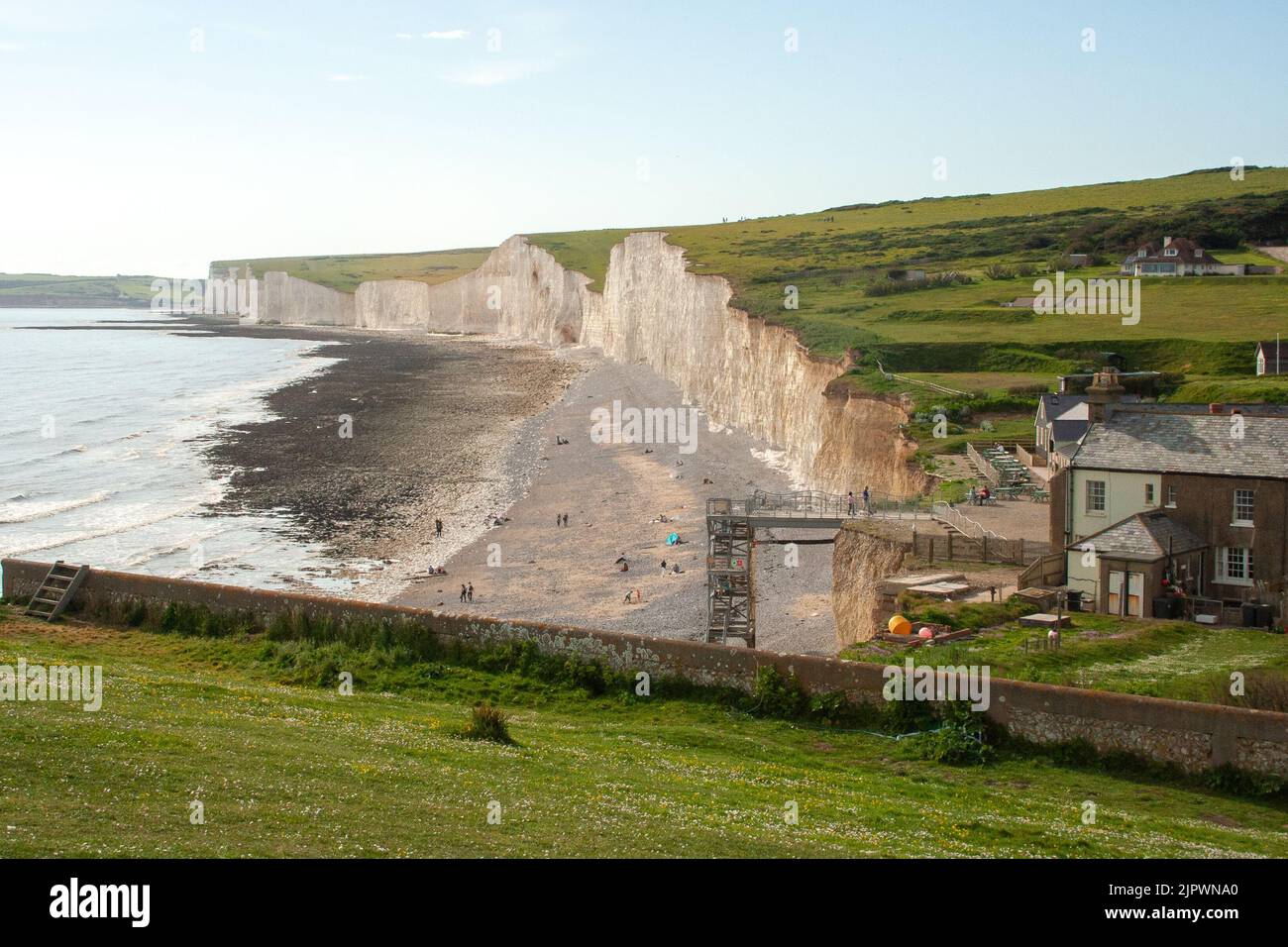 Eastbourne, UK, May 25th 2014. Seven sisters white chalk cliffs along ...