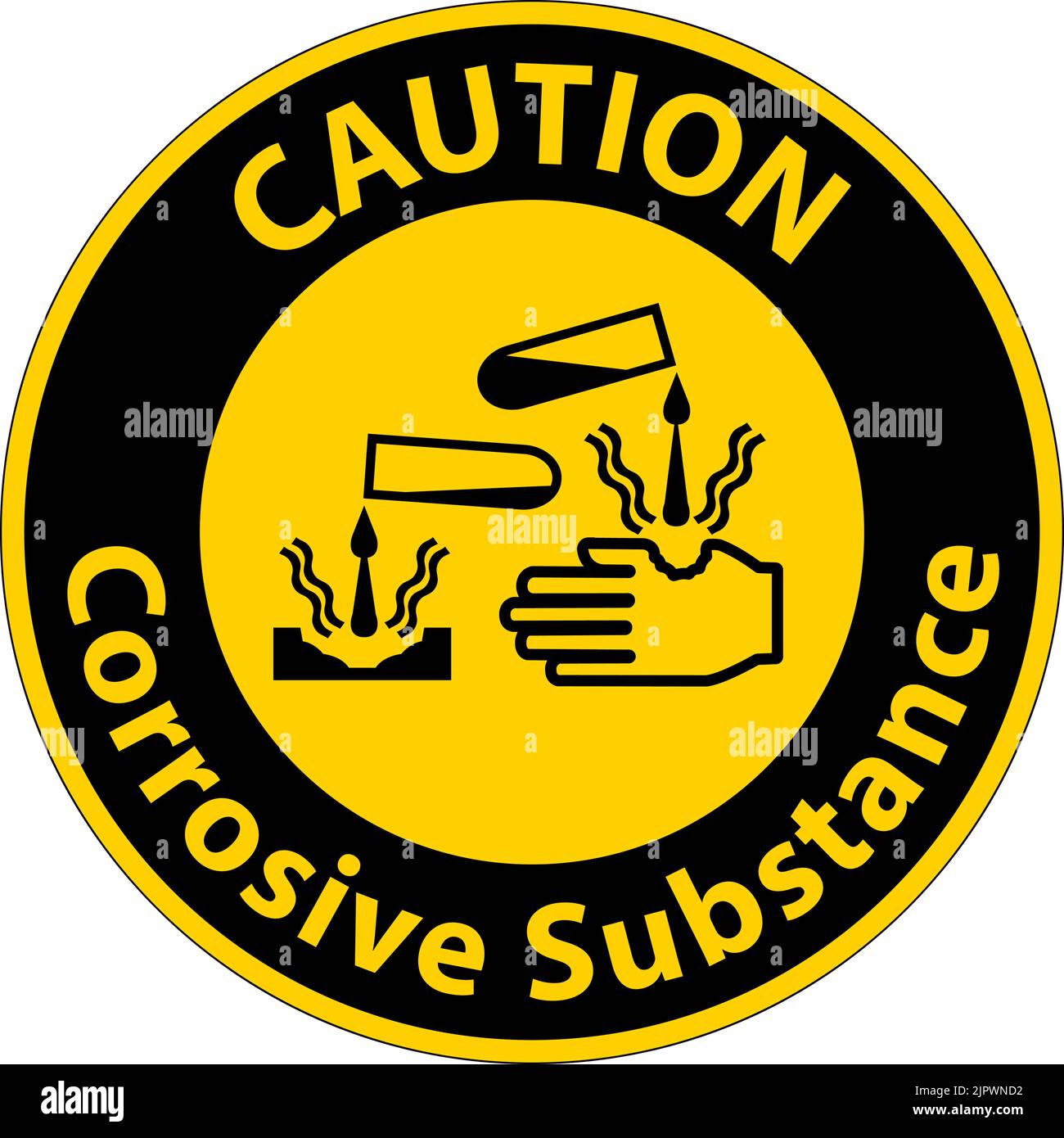 Caution Sign Corrosive Substance On White Background Stock Vector Image ...