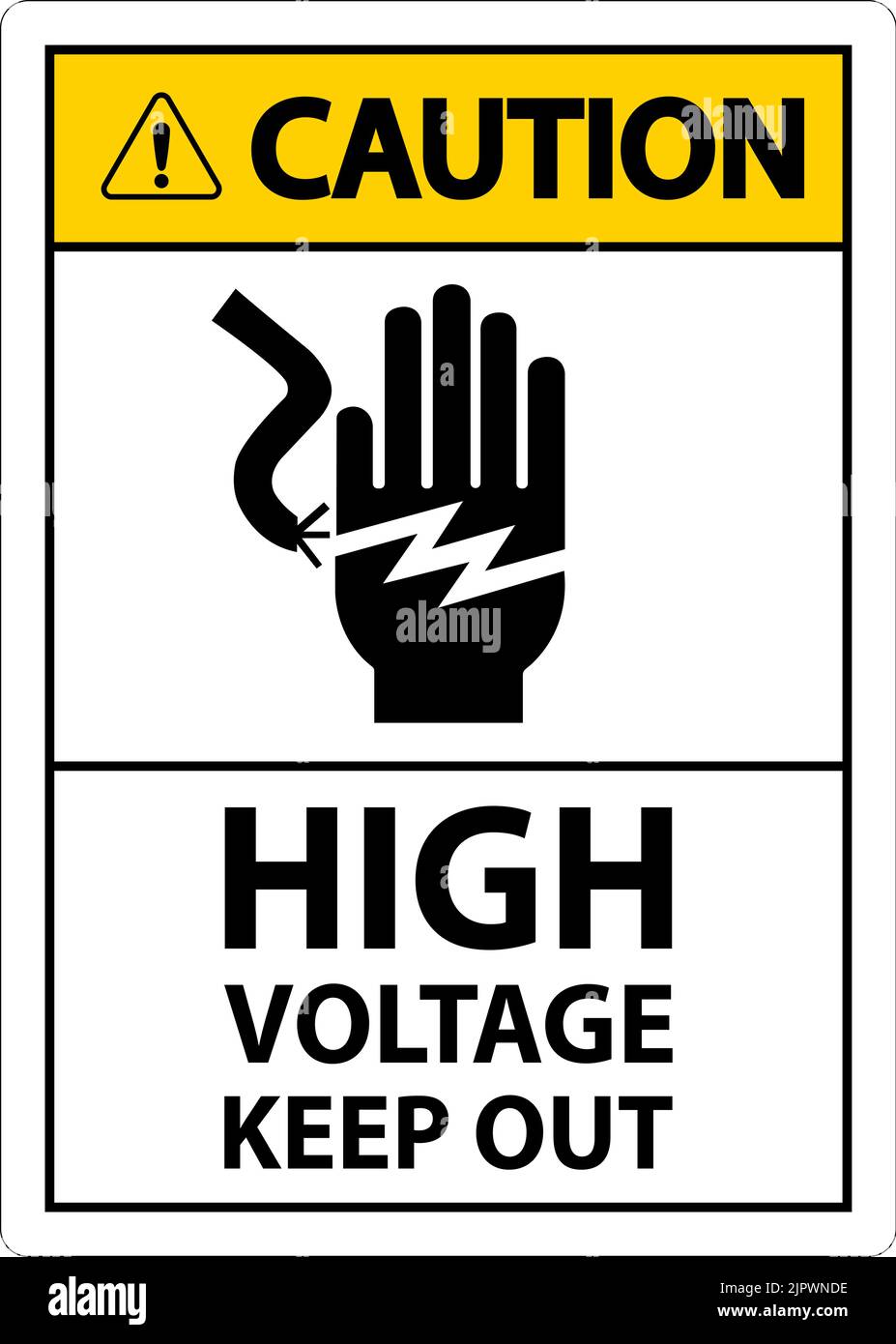 Caution High Voltage Keep Out Sign On White Background Stock Vector ...