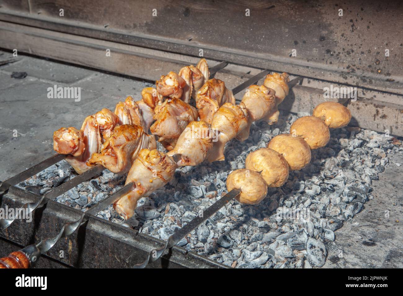 coals, bonfire, flame, fire, skewer, charcoal cooking Stock Photo - Alamy
