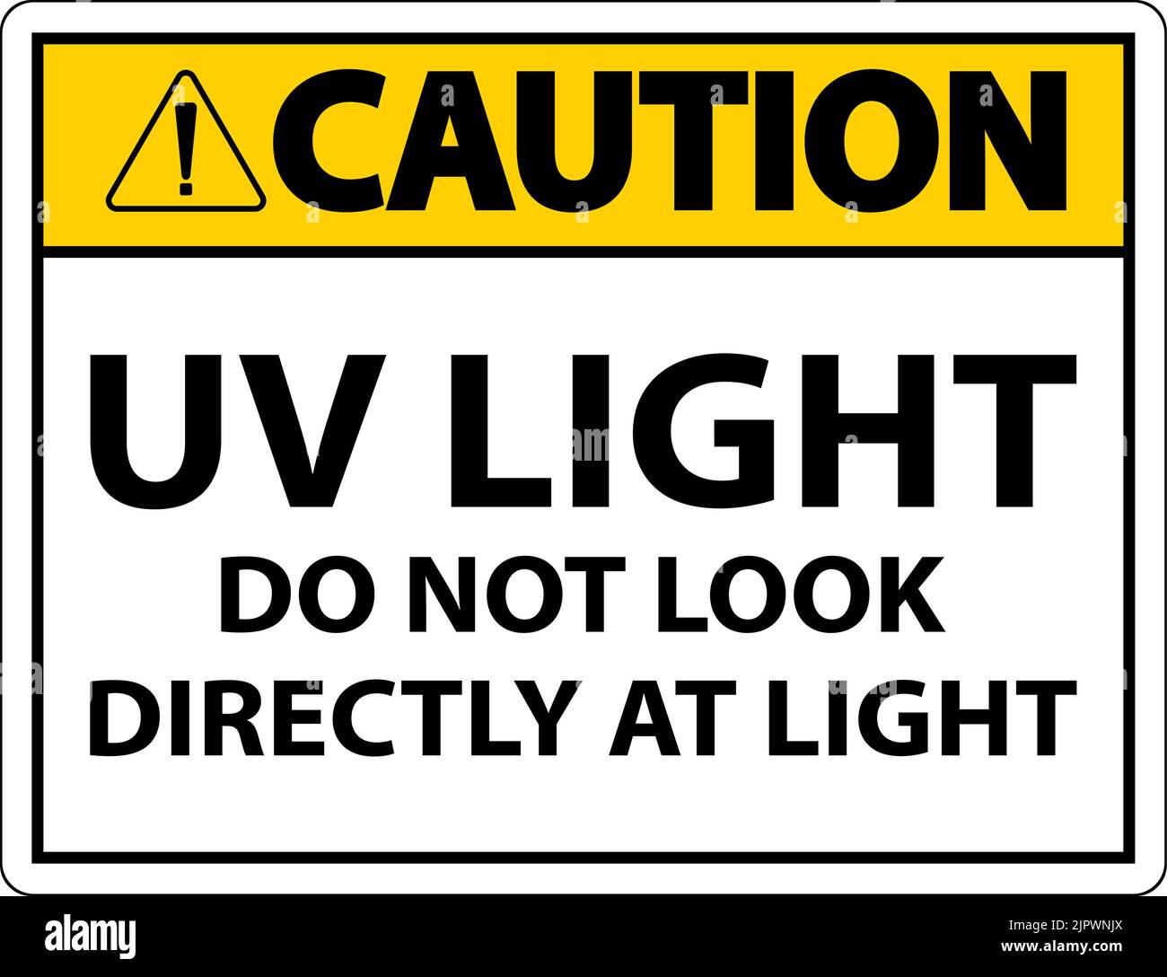 UV Light Do Not Look Directly At Light Sign On White Background Stock ...
