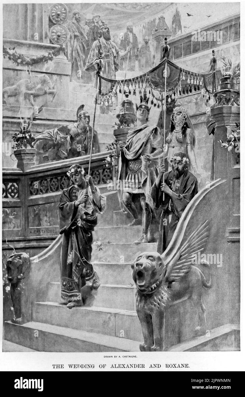The wedding of Alexander and Roxane by Andre Castaigne (1898-1899 Stock ...