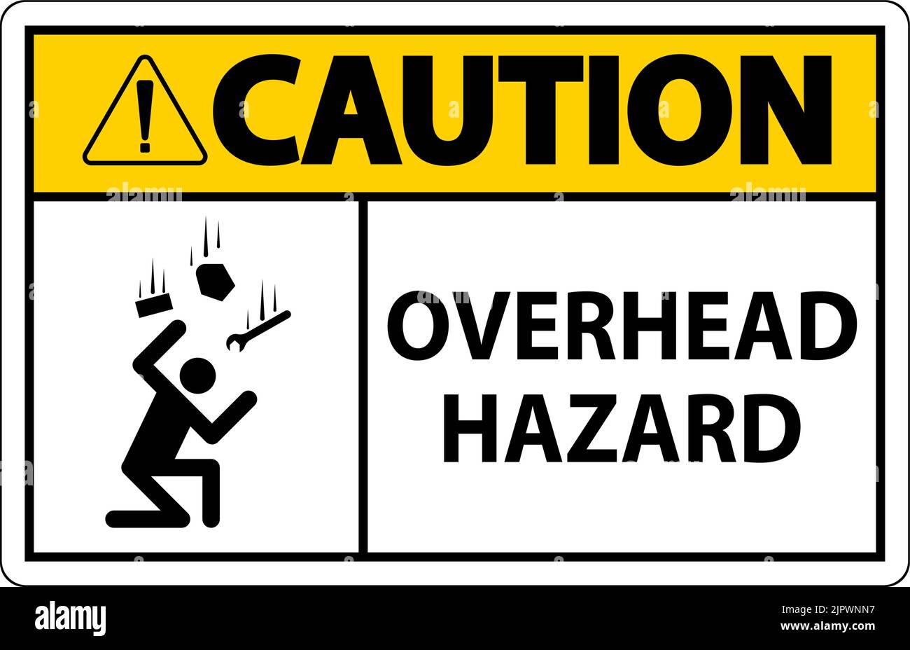 Caution Overhead Hazard Sign On White Background Stock Vector Image ...