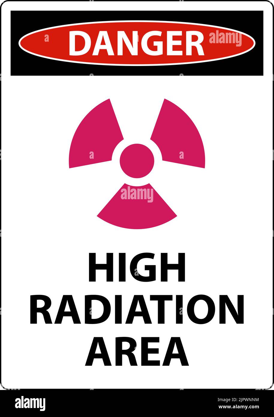 Danger High Radiation Area Sign on white background Stock Vector Image ...