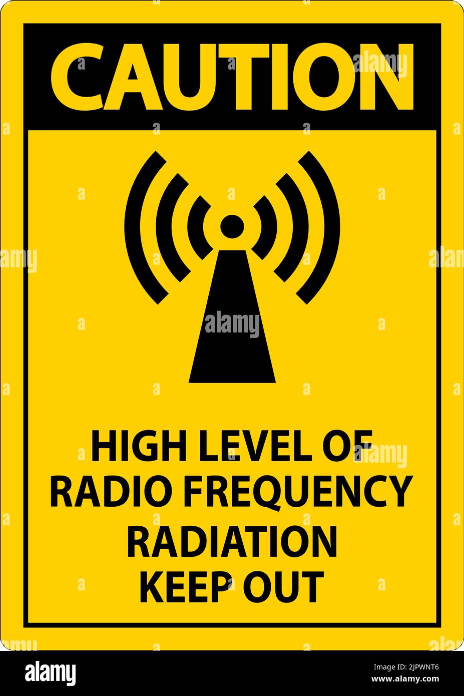 Caution High Level of RF Radiation Sign On White Background Stock ...