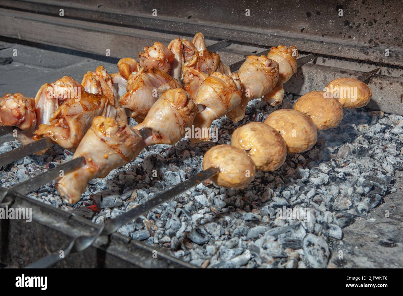 coals, bonfire, flame, fire, skewer, charcoal cooking Stock Photo - Alamy