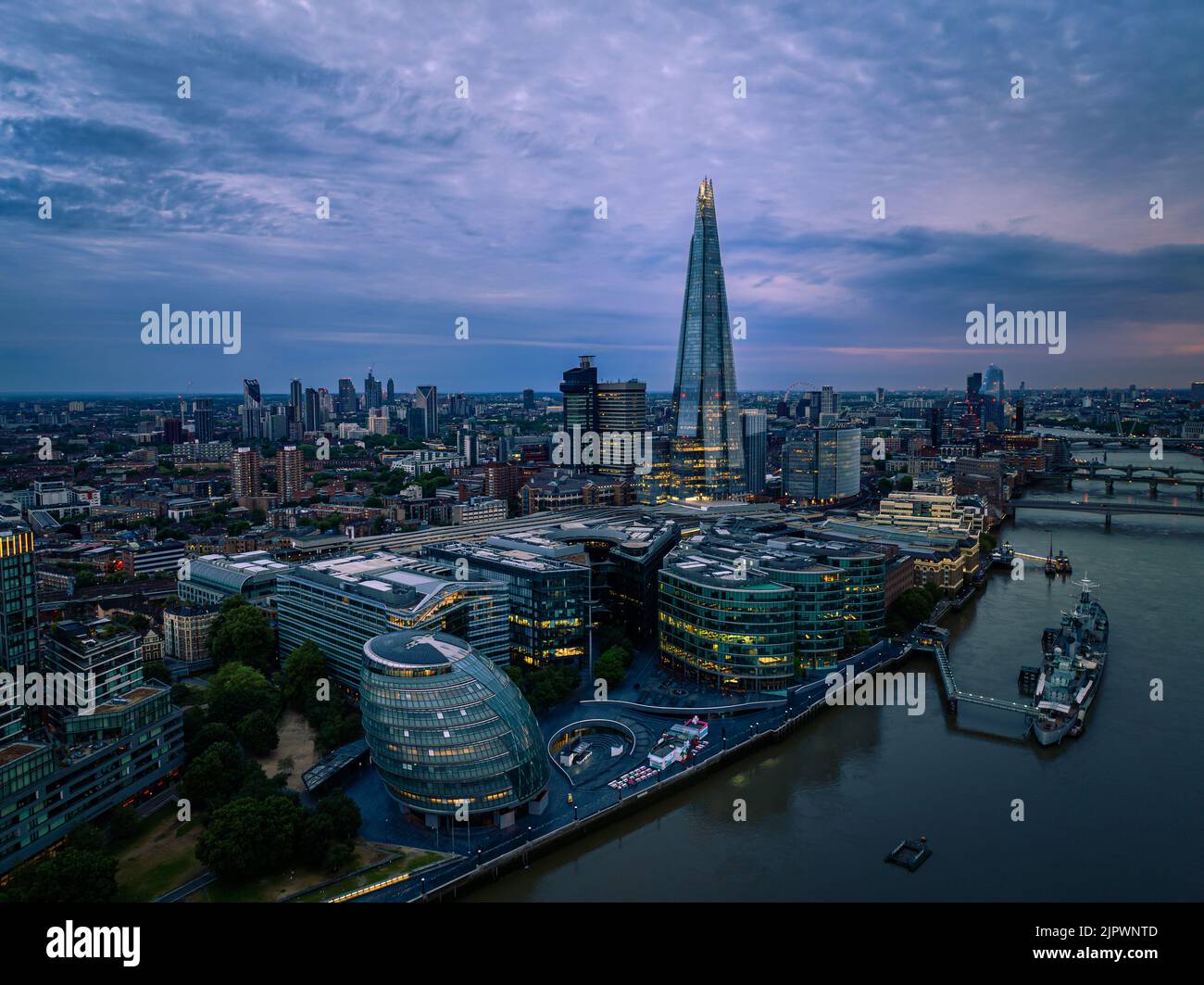London Shard city hall skyline drone aerial view Stock Photo - Alamy