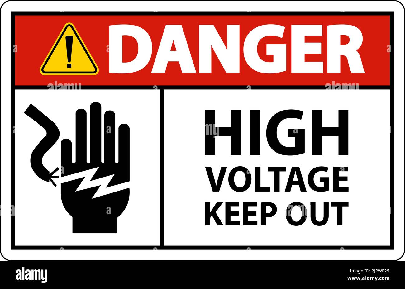 Danger High Voltage Keep Out Sign On White Background Stock Vector ...