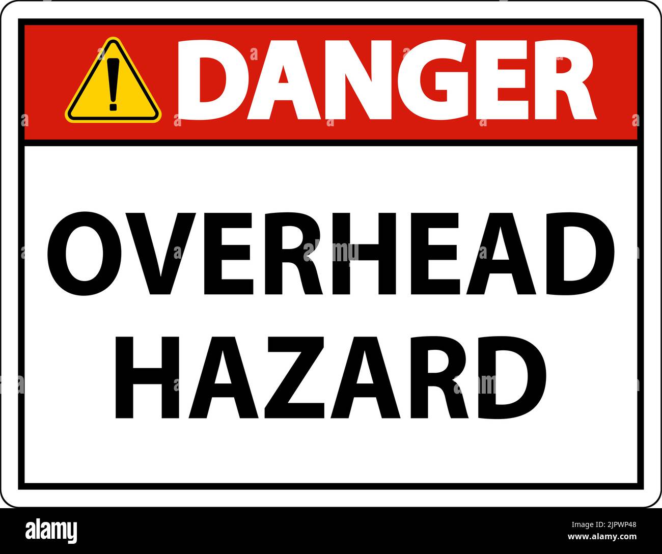 Danger Overhead Hazard Sign On White Background Stock Vector Image ...