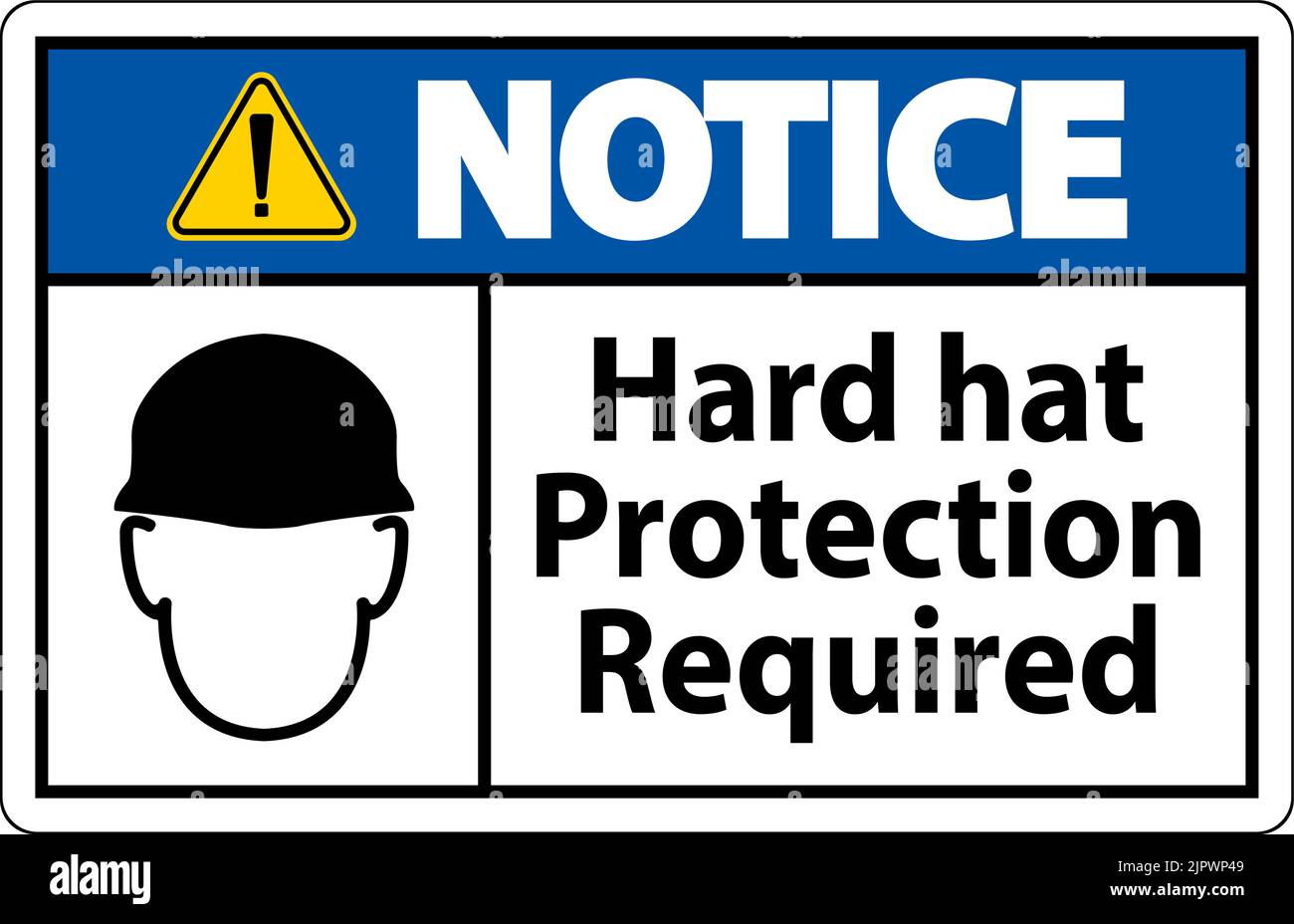 Notice Hard Hat Protection Required Sign On White Background Stock ...