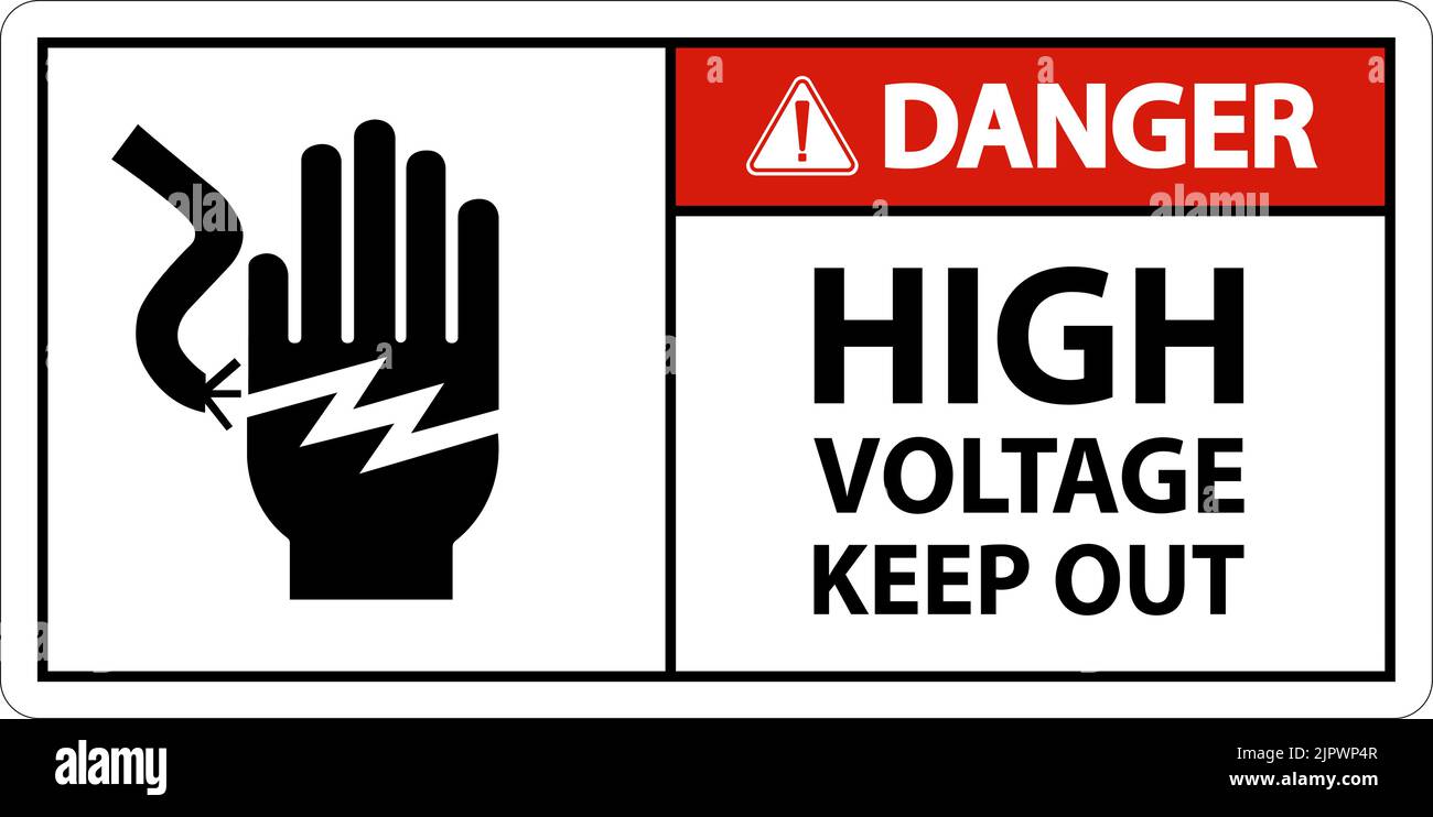 Danger High Voltage Keep Out Sign On White Background Stock Vector ...
