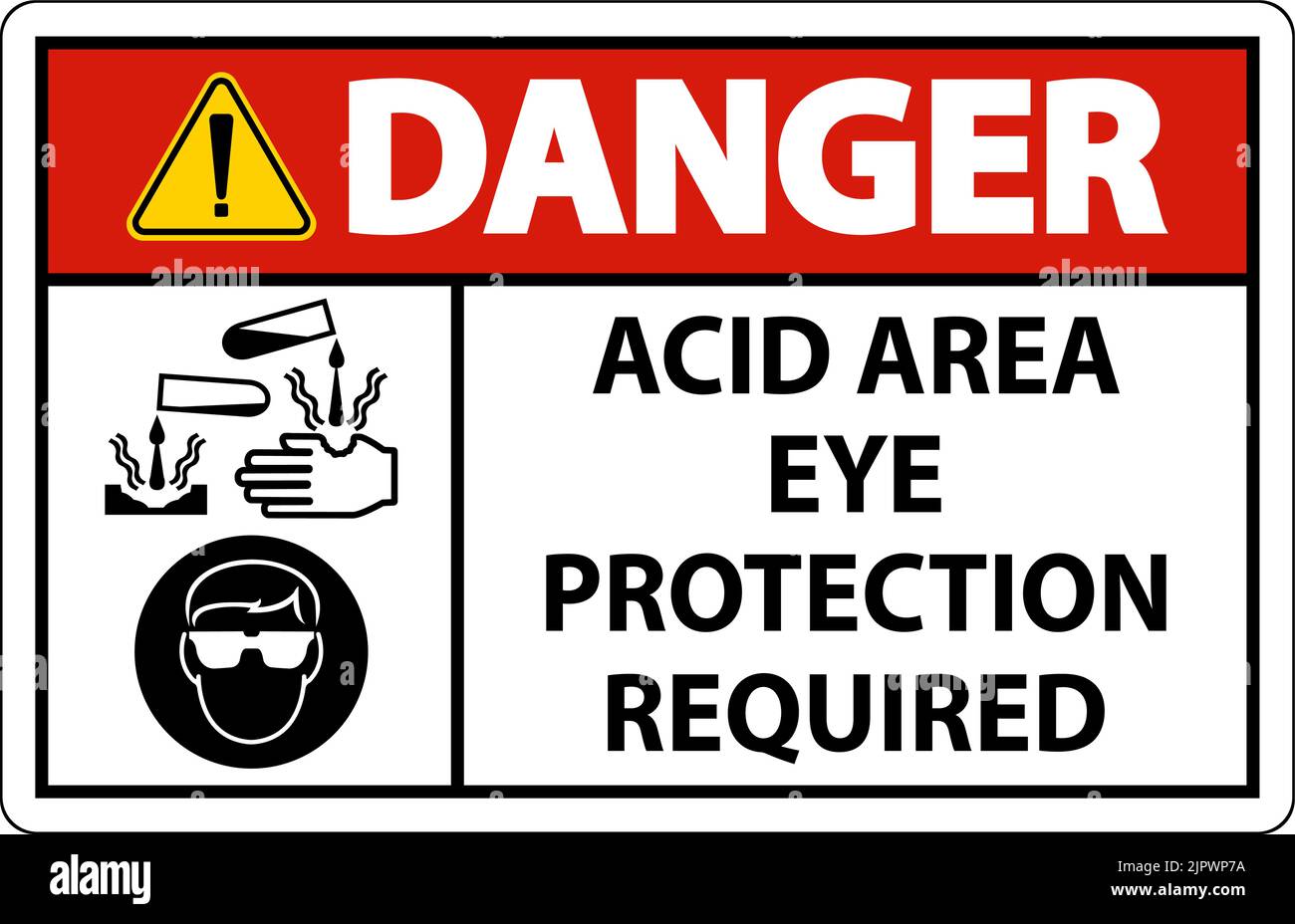Danger Acid Area Eye Protection Required Sign With Sign Stock Vector ...