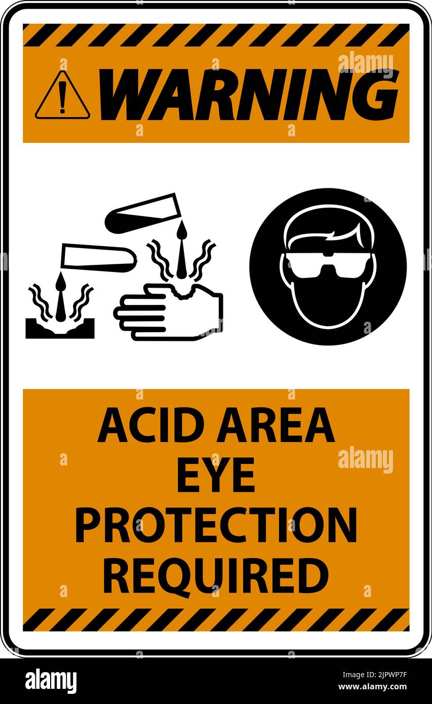 Warning Acid Area Eye Protection Required Sign With Sign Stock Vector ...