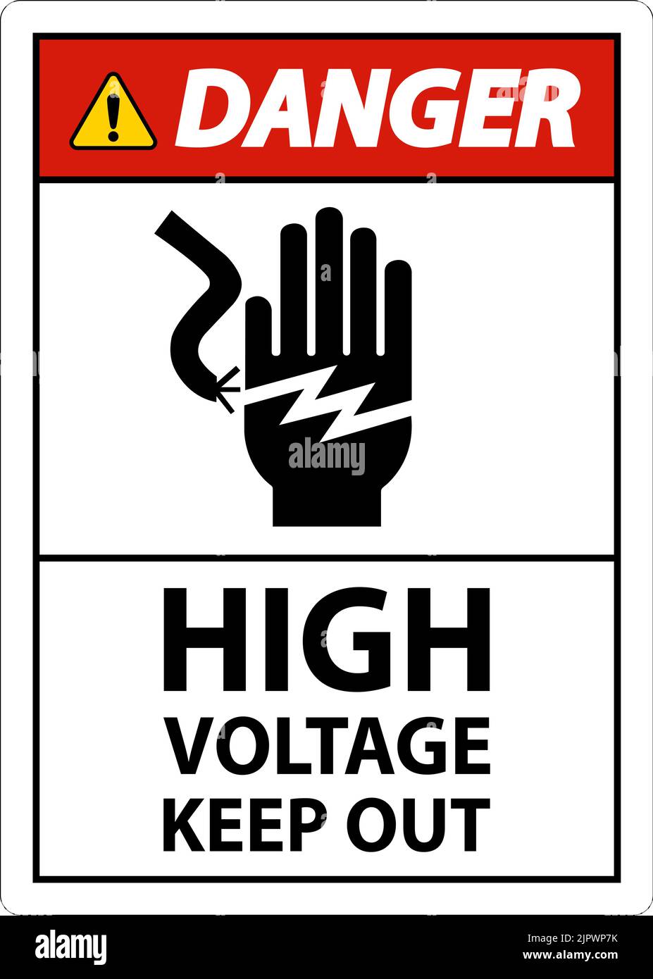 Danger High Voltage Keep Out Sign On White Background Stock Vector ...