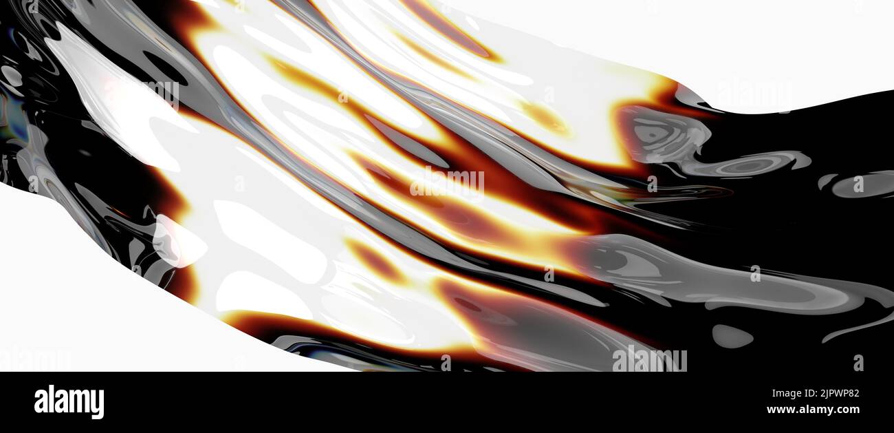 A 3D illustration of abstract fluid gradient shape in flowing motion ...