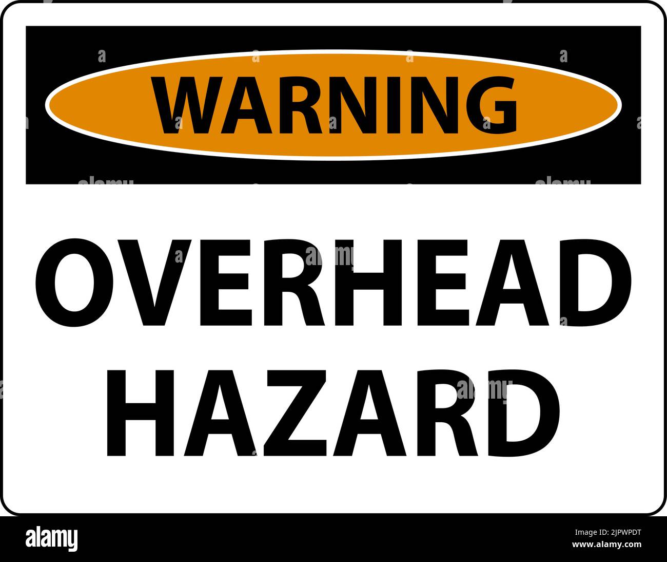 Warning Overhead Hazard Sign On White Background Stock Vector Image ...