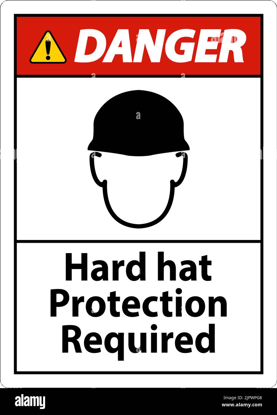 Danger Hard Hat Protection Required Sign On White Background Stock ...