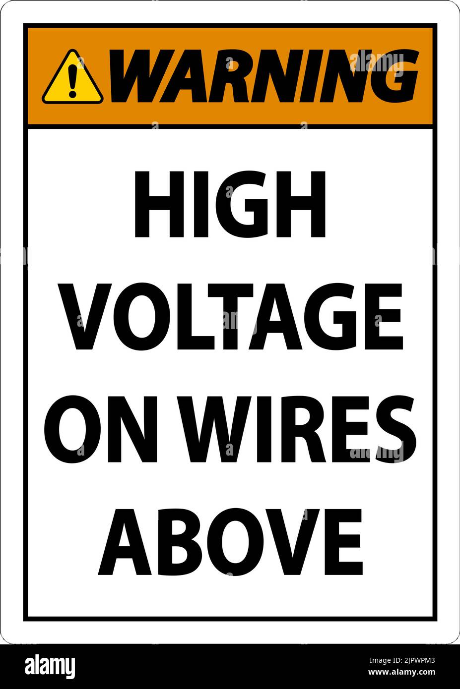 Warning High Voltage On Wires Above Sign On White Background Stock ...