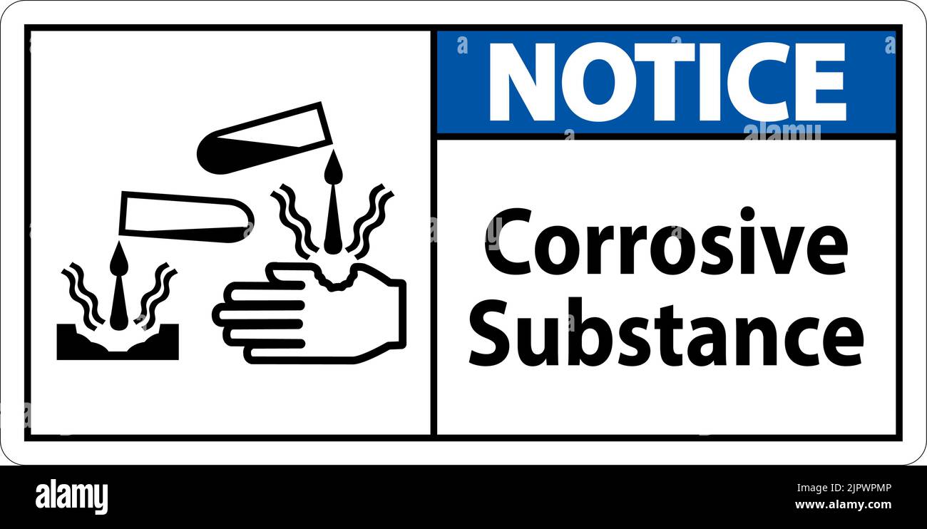 Notice Sign Corrosive Substance On White Background Stock Vector Image ...