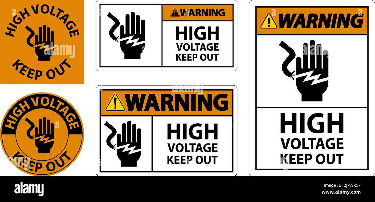 Warning High Voltage Keep Out Sign On White Background Stock Vector ...