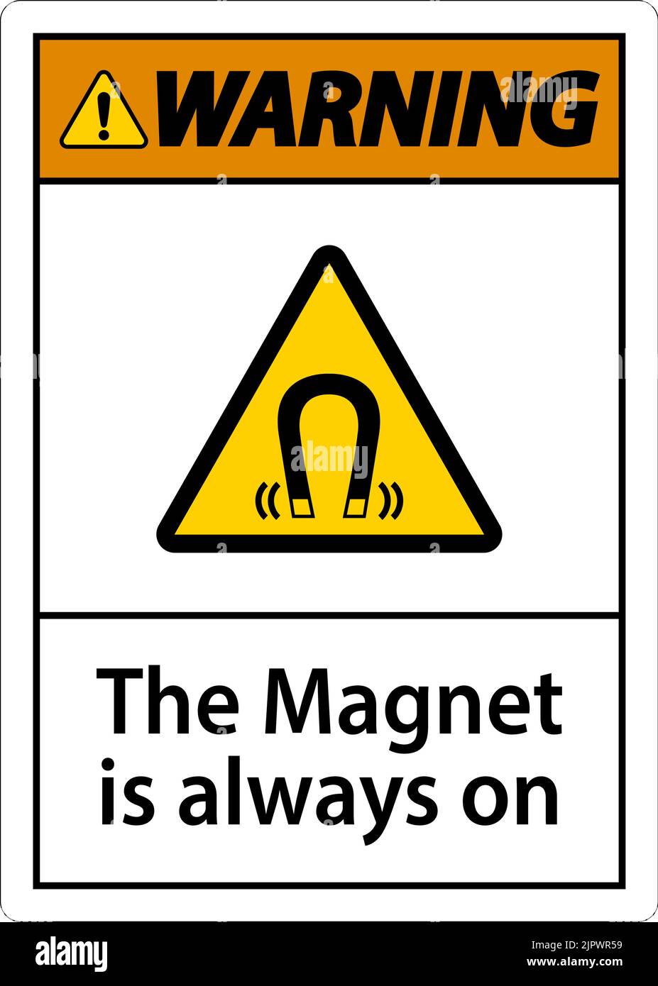 Warning magnet is always sign on white background Stock Vector Image ...