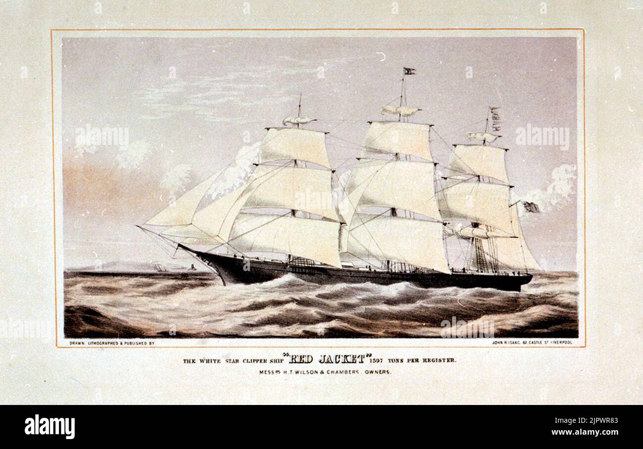 The White Star Clipper Ship Red Jacket 1597 Tons Per Register. Messrs H ...