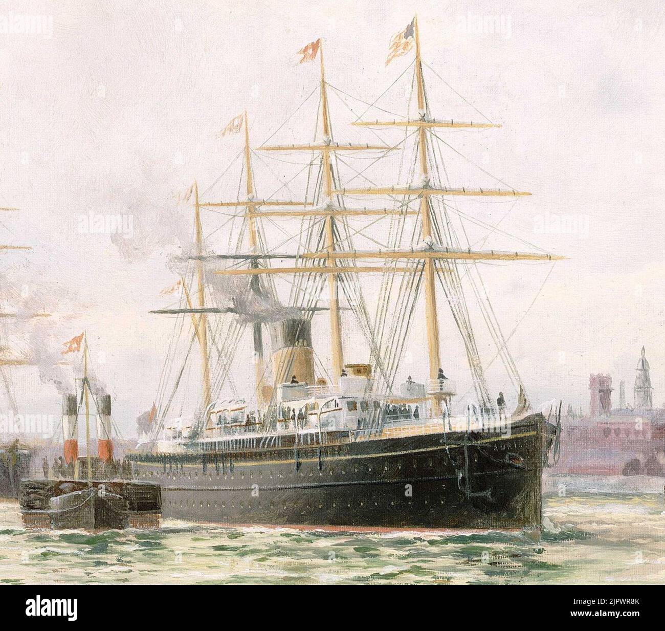 The White Star Line steamship 'Adriatic' leaving Liverpool (crop Stock ...