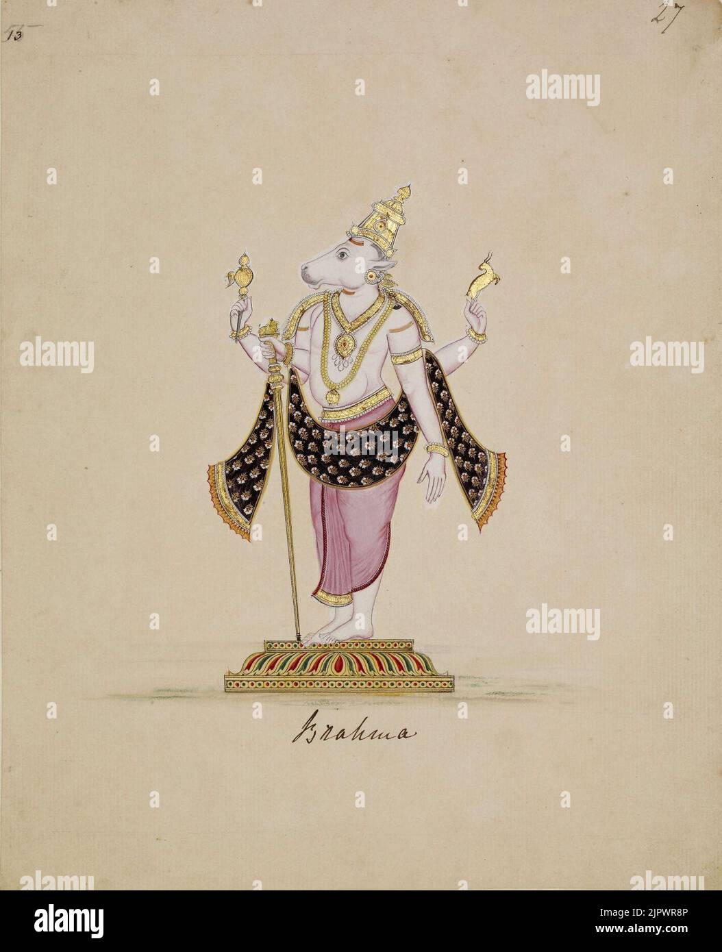 The white-complexioned Nandi in his zoo-anthropomorphic form stands on ...